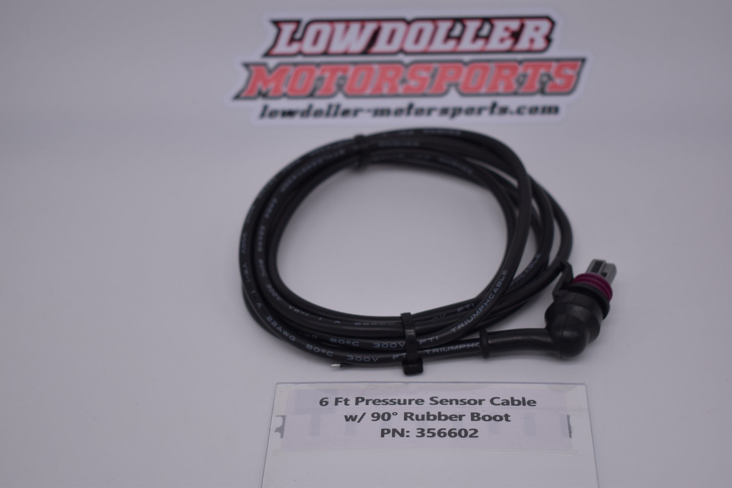 6 Ft Pressure Sensor Cable with 90* Rubber Boot PN: 356602